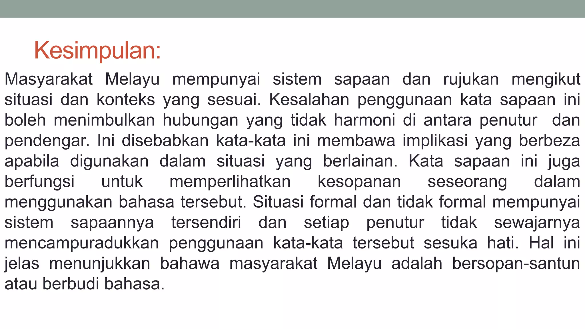 Tutorial 5: Sistem Sapaan Dalam Masyarakat Melayu | PPTX