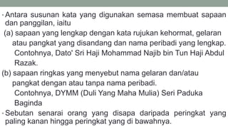 Tutorial 5: Sistem Sapaan Dalam Masyarakat Melayu | PPTX