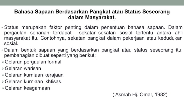 Tutorial 5: Sistem Sapaan Dalam Masyarakat Melayu | PPTX