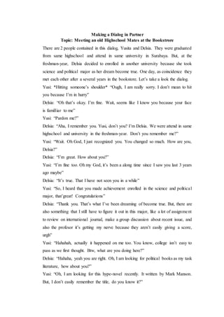 Yusita ridha english task making a dialog in partner | DOCX ...