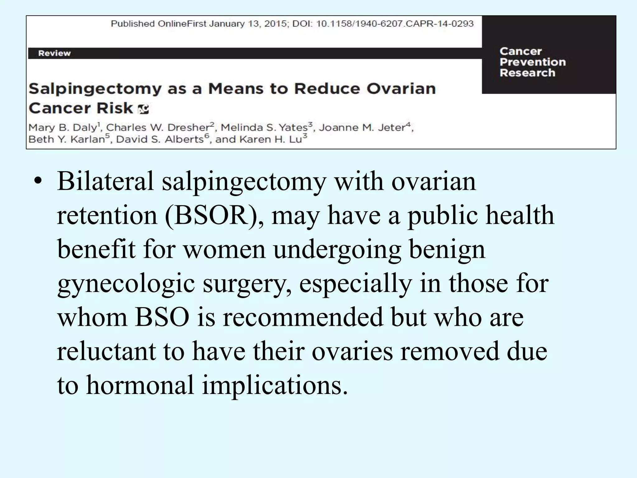 Prophylactic Salpingectomy | PPT