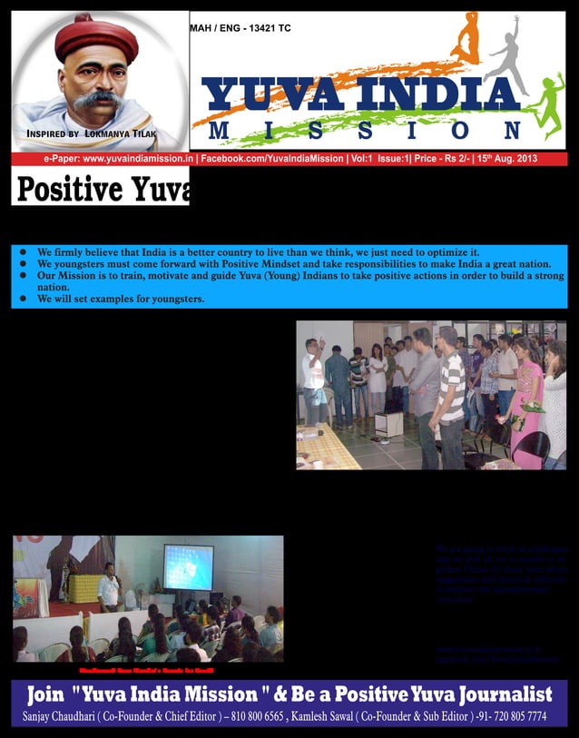 Yuva India Mission Issue1 on 15th Aug'13 | PDF