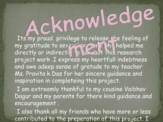 Acknowledgement | PPTX | Chemistry | Science