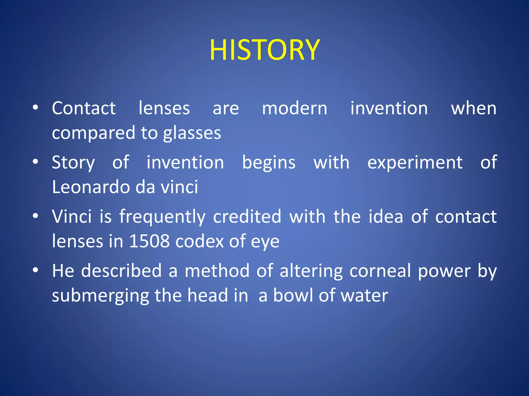 History of contact lenses | PPTX