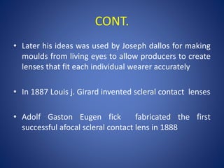 History of contact lenses | PPTX