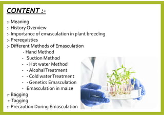 topic for seminar emasculation in Plant breeding | PDF