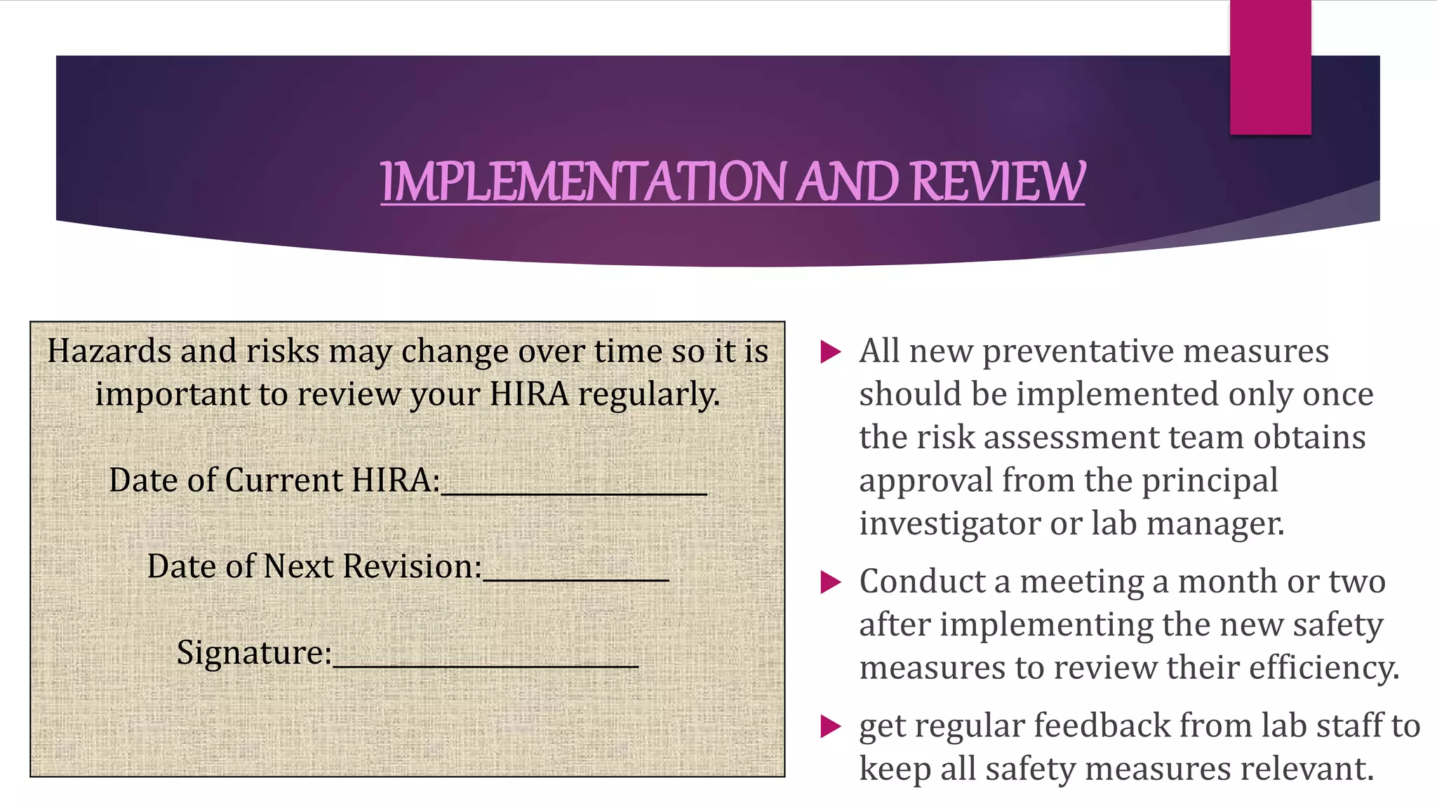 Hazard identification and risk assessment(HIRA) &Safe Work method ...