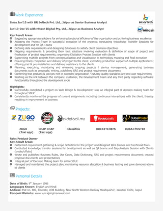 Yuvraj singh CV | PDF | Computer Software and Applications | Computing