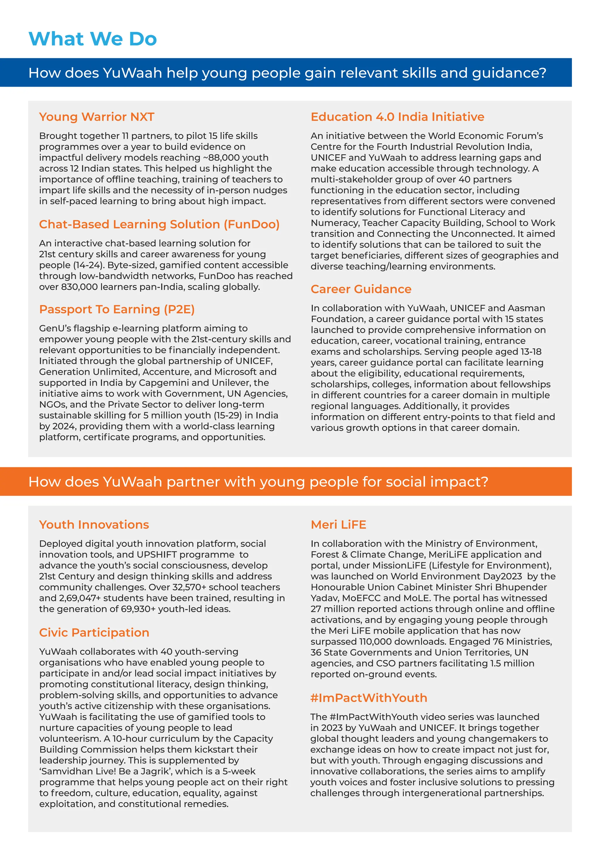 YuWaah at UNICEF Brochure: Empowering youth | PDF