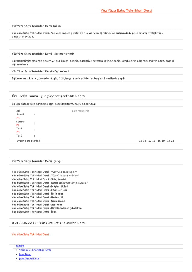 Yuz yuze-satis-teknikleri-dersi | PDF