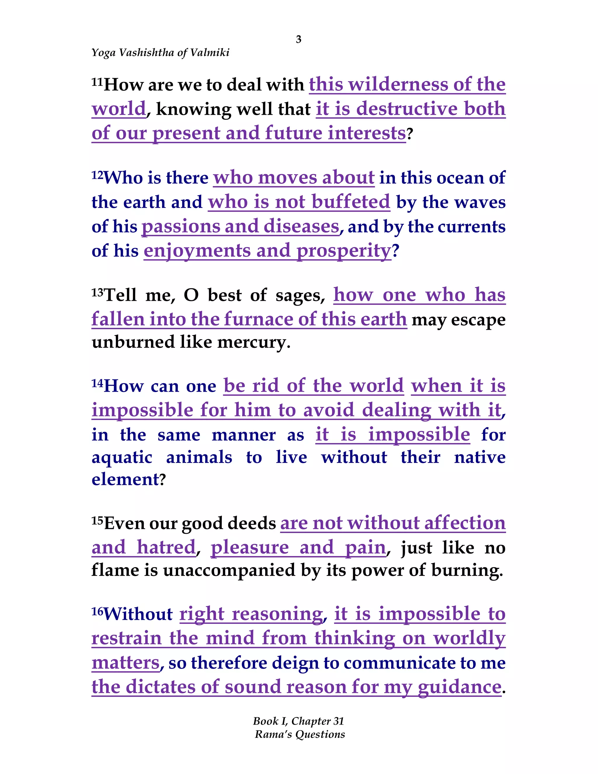 YV BKI CH31 Rama's Questions | PDF