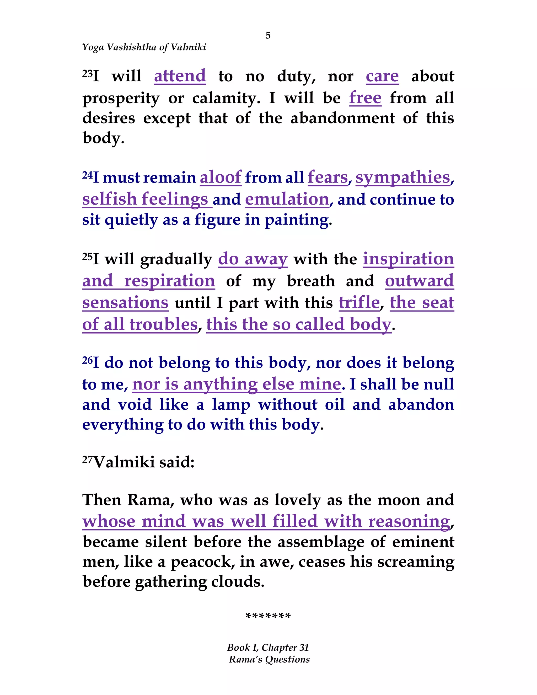 YV BKI CH31 Rama's Questions | PDF