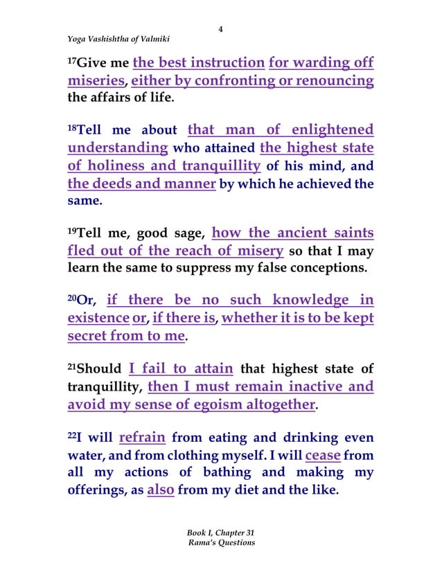 YV BKI CH31 Rama's Questions | PDF