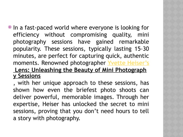 Yvette Heiser — Capturing Moments in Mini: Guide to the Beauty of Short ...