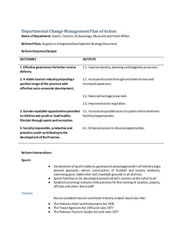 Departmental change management plan of actionha