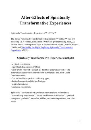 Yvonne Kason - After-Effects of Spiritually Transformative Experiences ...