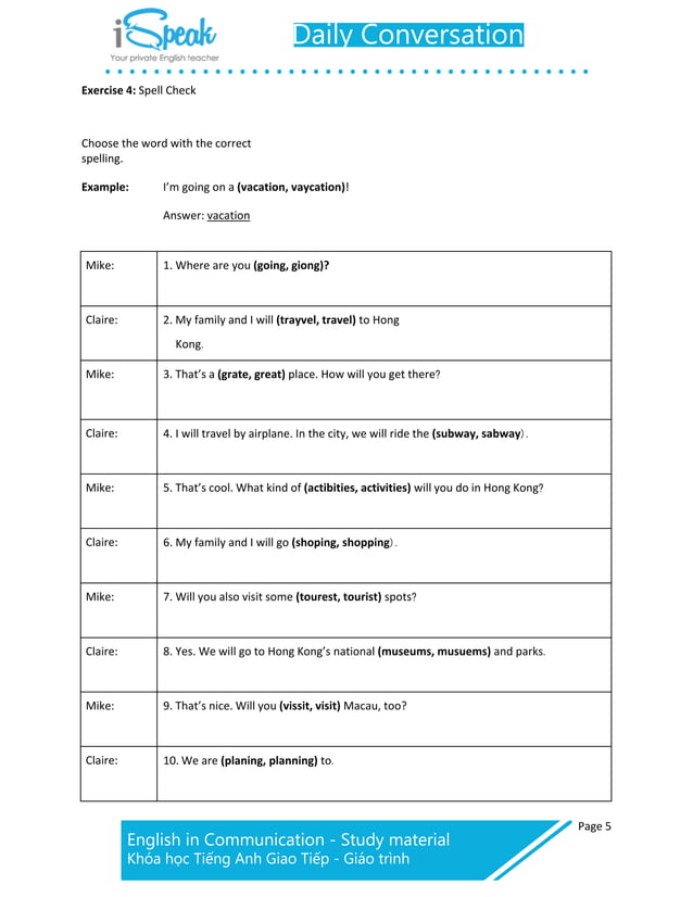 Chapter 5 unit 2. where are you going | PDF