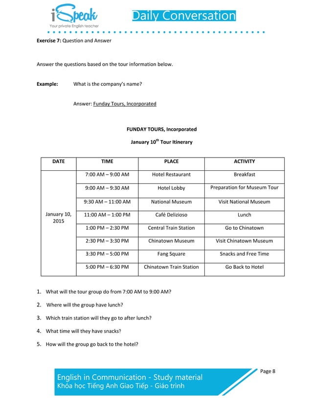 Chapter 5 unit 2. where are you going | PDF