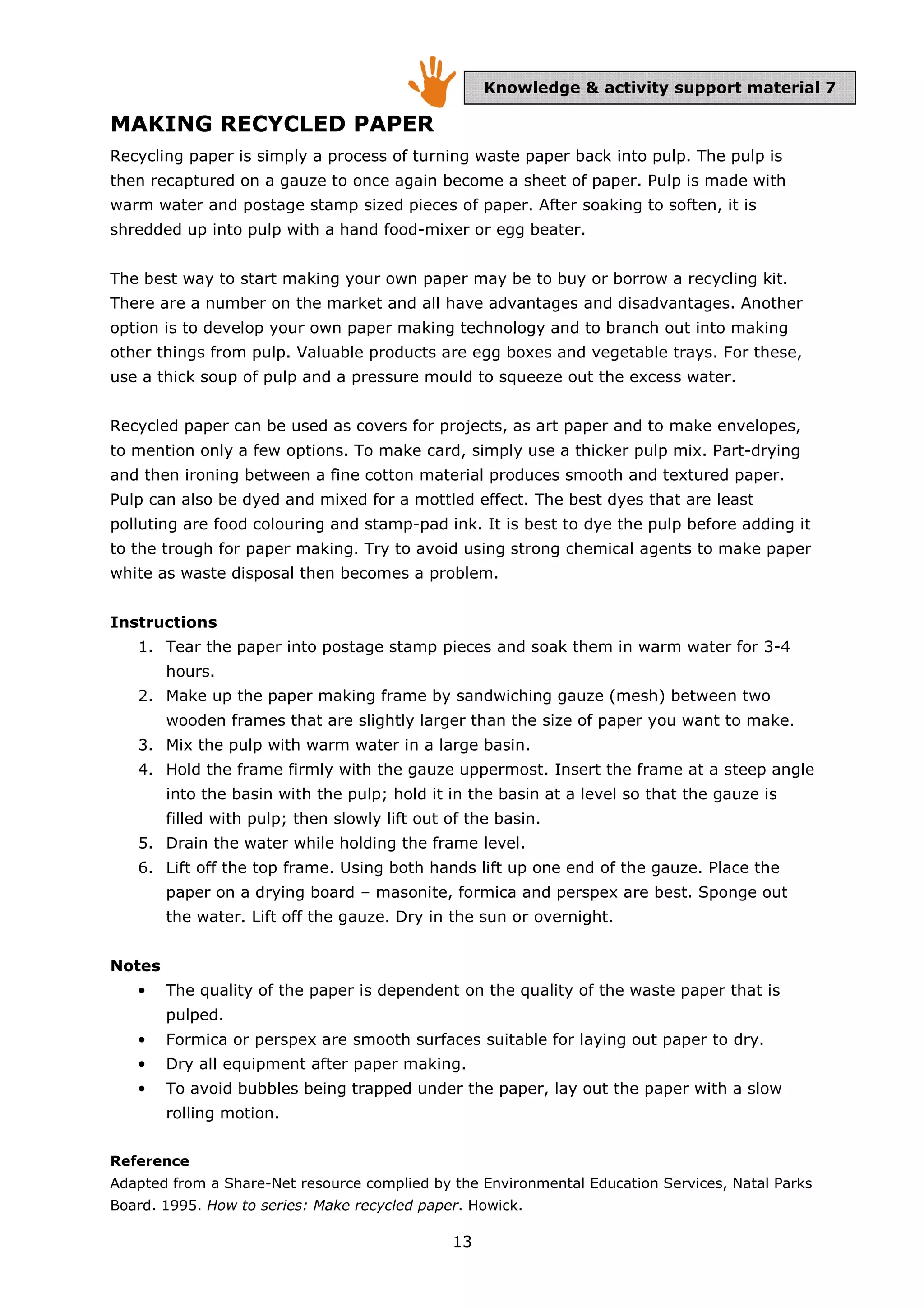 Recycling, Waste Reduction & Creative Re-use - Teacher Handbook for ...