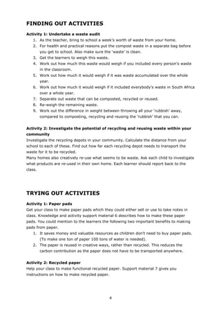 Recycling, Waste Reduction & Creative Re-use - Teacher Handbook for ...