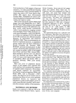 Row Cover & Population Density Effects on Yield of Bell Peppers in ...