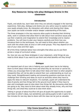 Teacher Resource Guidebook - Using Role Play, Dialogue, Drama in the ...