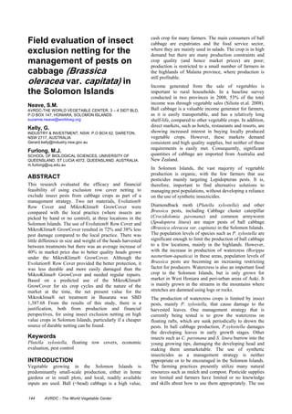 Field Evaluation of Insect Exclusion Netting for the Management of ...