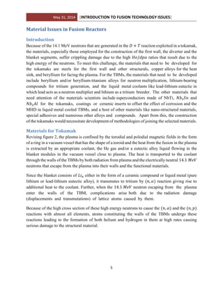 Material Challenges in Fusion Technology | PDF