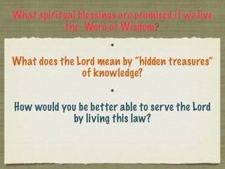 LDS YW Lesson #38 Word of Wisdom | PPT