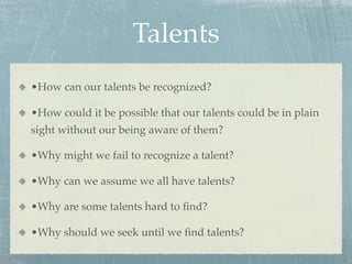 Talents: YW Lesson #47 | PPT