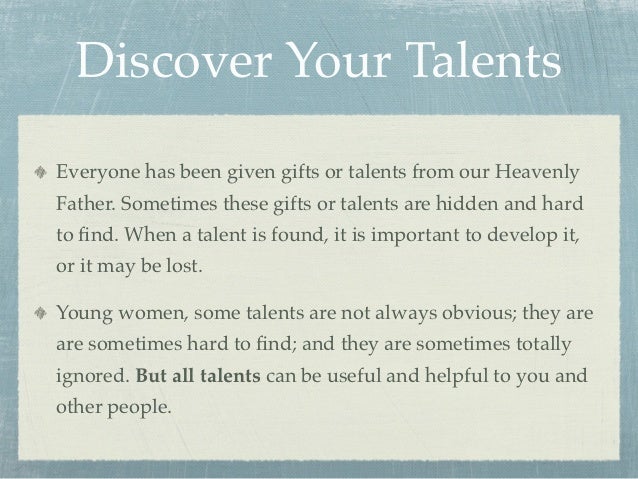 Talents: YW Lesson #47