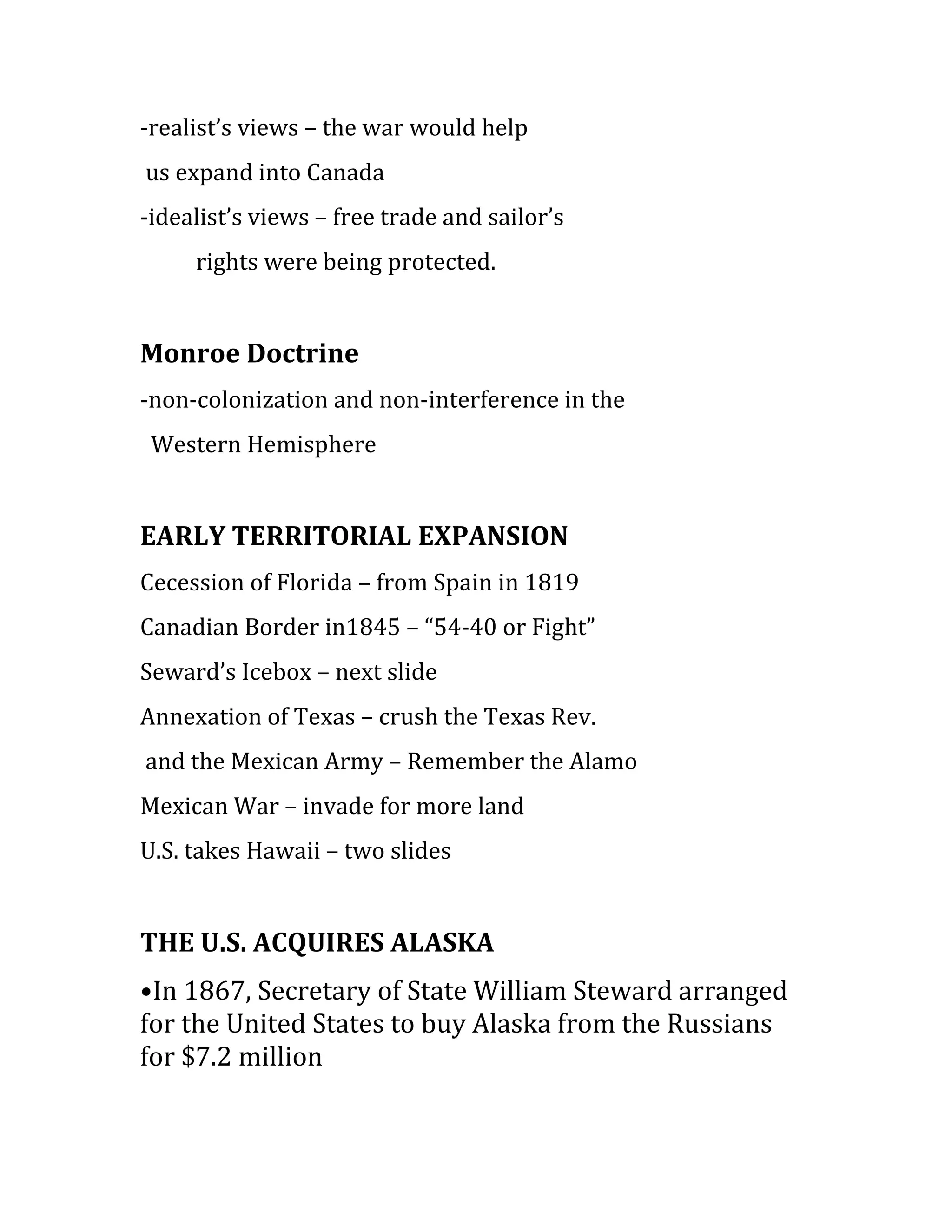 America Claims an Empire Notes | DOCX