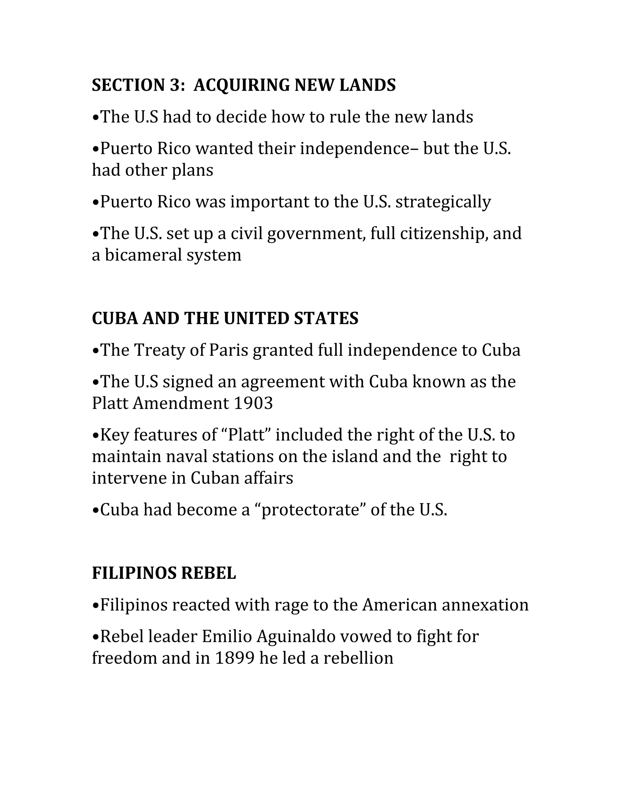 America Claims an Empire Notes | DOCX