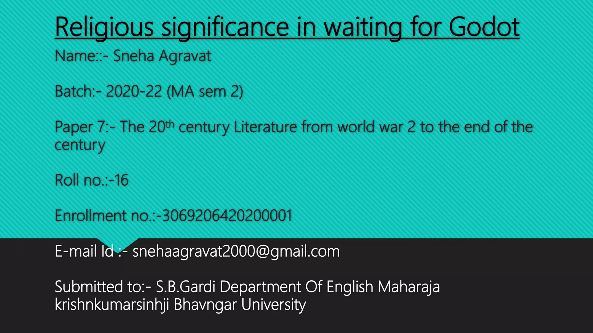 religious significance of waiting for Godot | PPTX