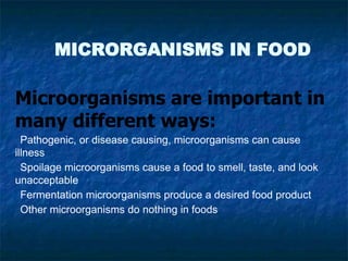 Role of Microbiology in Food Safety | PPTX