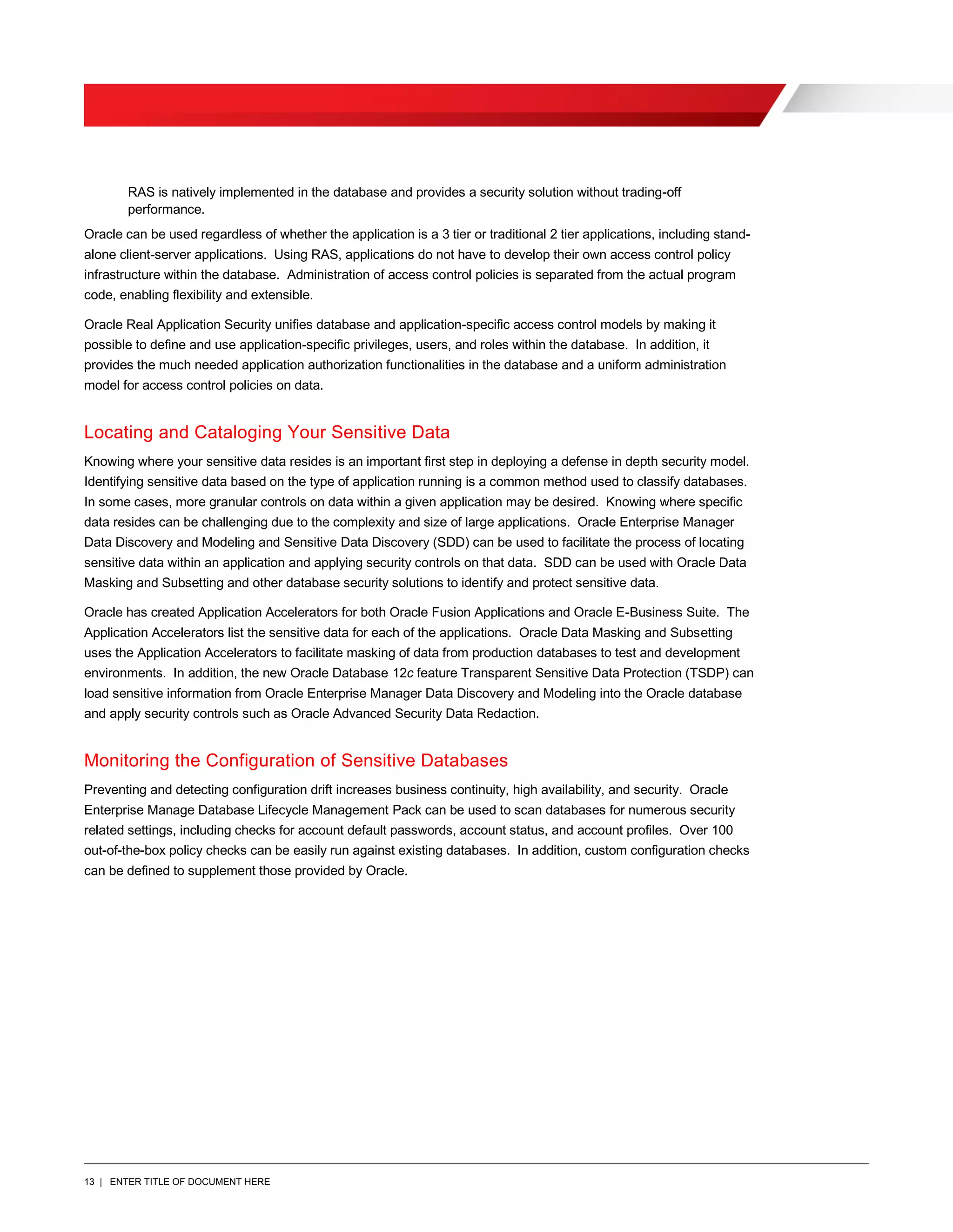 Oracle database 12c security and compliance | PDF