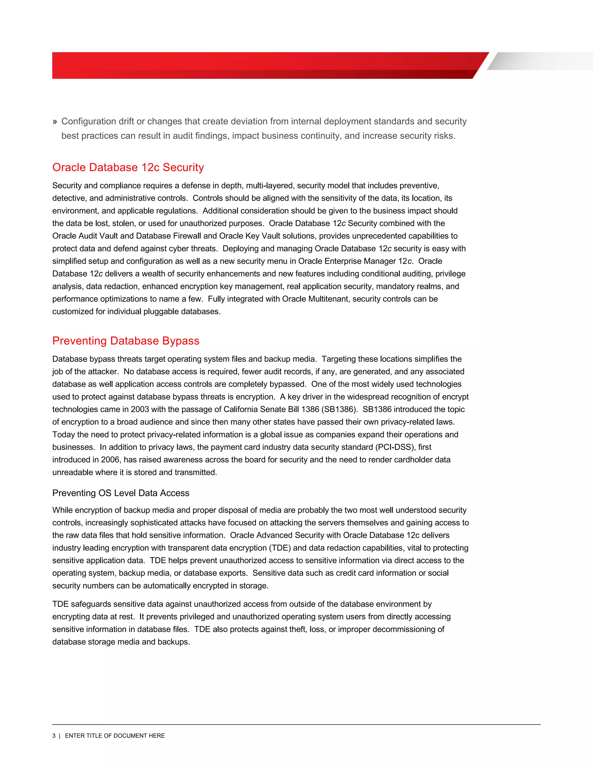 Oracle database 12c security and compliance | PDF