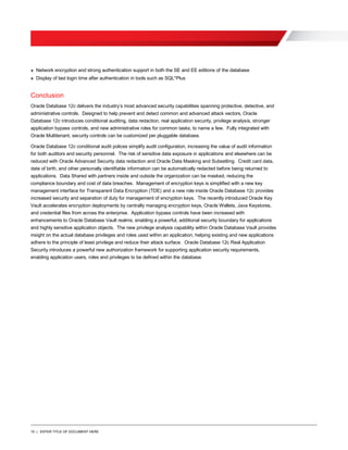 Oracle database 12c security and compliance | PDF