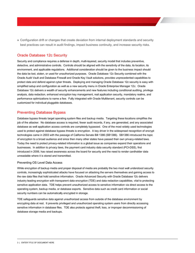 Oracle database 12c security and compliance | PDF