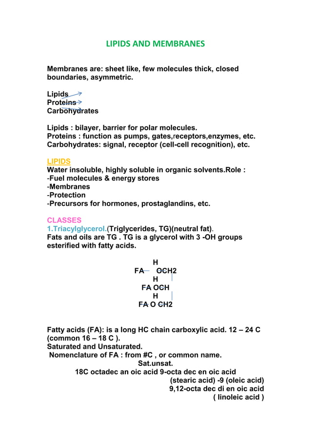 Lipids and membranes | PDF