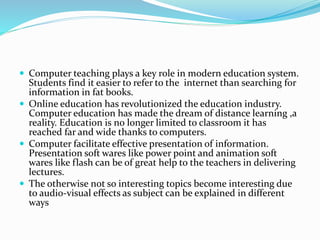 Computer Education Curriculum in Nursery and Primary School | PPTX