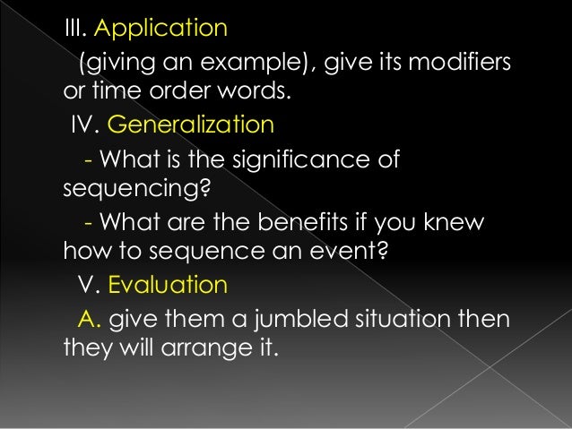 Sample Lesson Plan In Sequencing Events