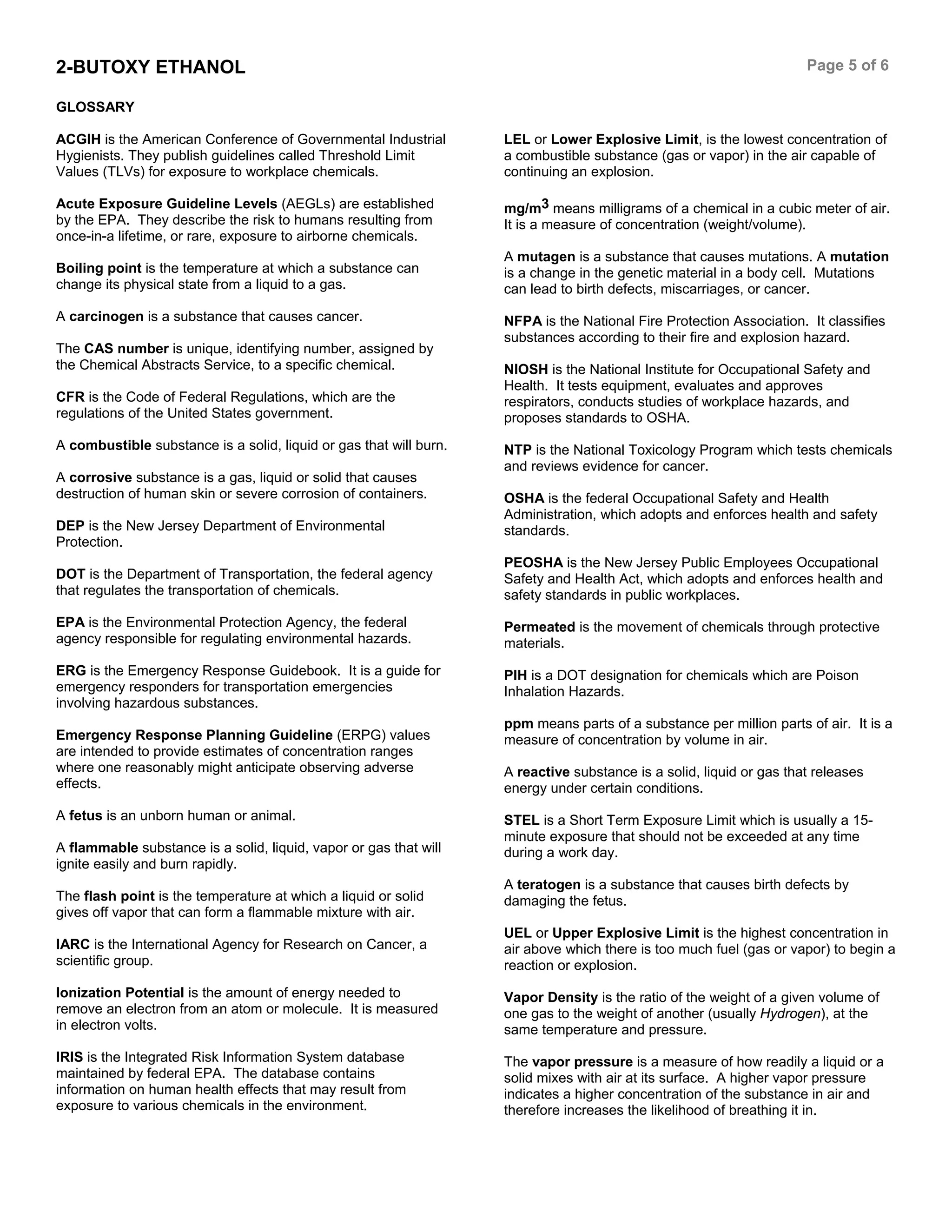 2-Butoxy Ethanol - Hazardous Substance Fact Sheet | PDF