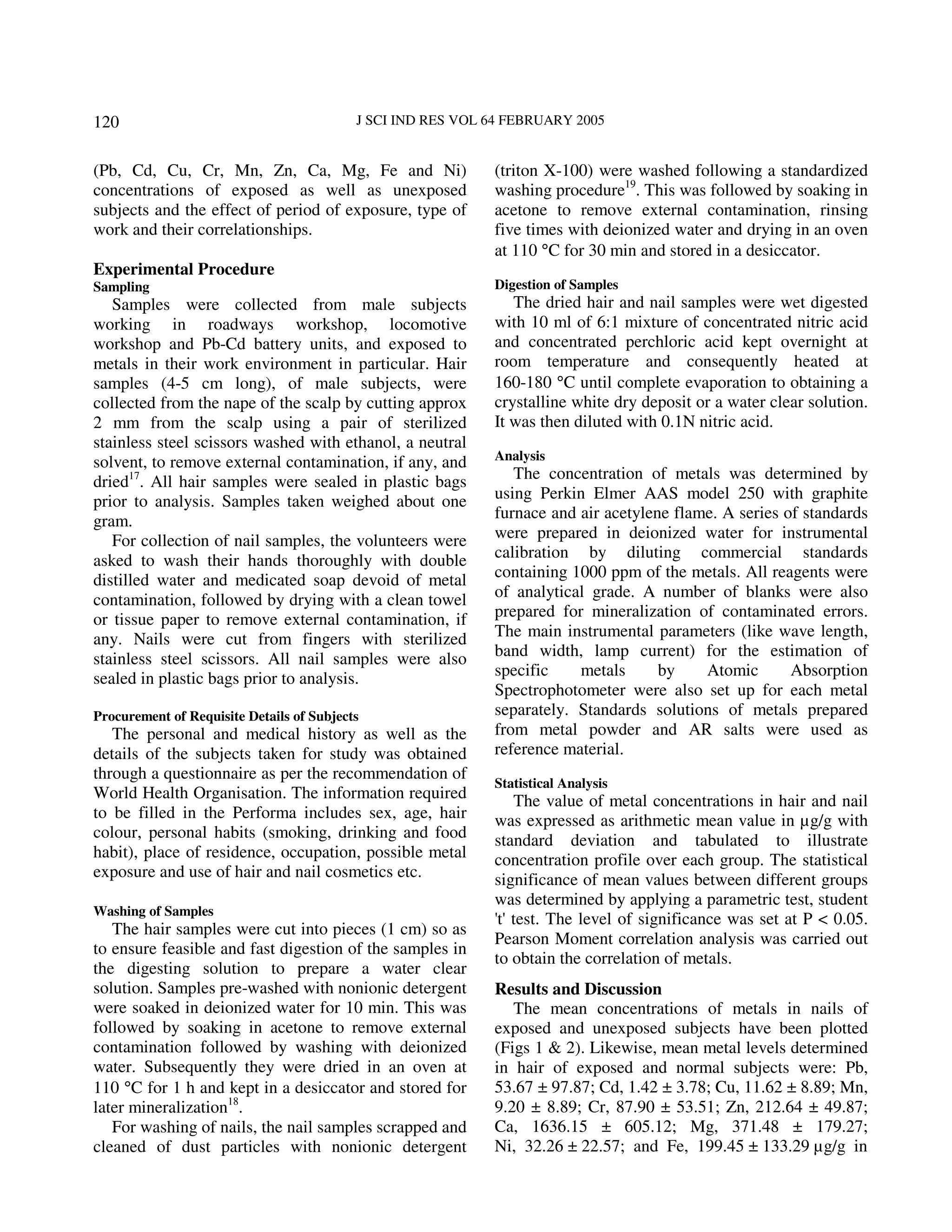 Elements in Scalp Hair & Nails Indicating Metal Body Burden in Polluted ...
