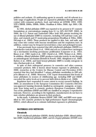 Estimated Exposure to Phthalates in Cosmetics & Risk Assessment | PDF