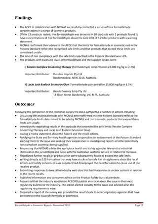 Formaldehyde in Cosmetics | PDF