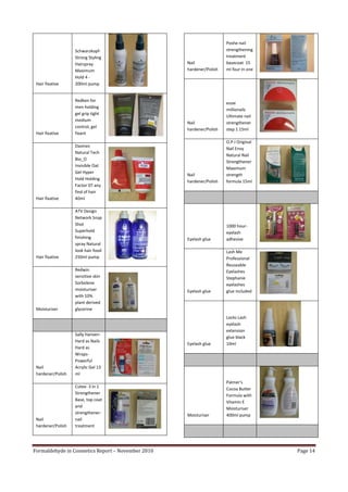 Formaldehyde in Cosmetics | PDF