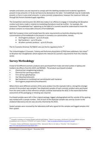 Formaldehyde in Cosmetics | PDF