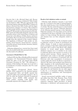 Industry & Cosmetic Uses of Talc with their Implication on Health | PDF