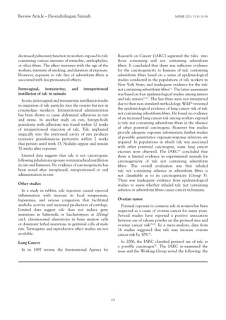 Industry & Cosmetic Uses of Talc with their Implication on Health | PDF